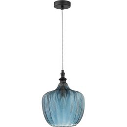 NOVA LUCE Hängeleuchten "LONI", 1, Ø 24cm, 1 Stk.schwarz, blau, Esszimmer, Leuchten, Ohne Leuchtmittel