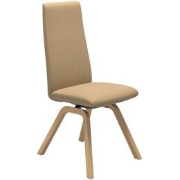 Polsterstuhl stressless "Laurel", beige (sand paloma, eiche natur), B:49cm H:105cm T:60cm, Leder PALOMA: PALOMA ist ein durchgef&auml;rbtes Semianilin-M&ouml;belleder mit nat&uuml;rlicher Narbung., St&uuml;hle, Polsterstuhl, High Back, Gr&ouml;&szlig;e M, mit schr&auml;ggestellten Beinen in Eiche natur