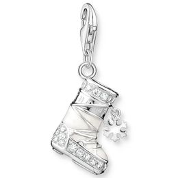 Charm-Einhänger Thomas Sabo "Schneeschuh", bunt (silberfarben, weiß, weiß), Charms, Damen, Silber 925 (Sterlingsilber), mit Zirkonia (synth.)