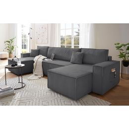 Wohnlandschaft OTTO HOME, B:311cm H:79cm T:145cmanthrazit, Sofas, "CASSI, 311 cm, U-Form, Schlafsofa, Bettkasten, Boxspringfederung, Cord",