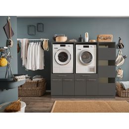 Mehrzweckschrank-Set LAUNDREEZY "LAUNDREEZY LDSK10", grau (anthrazit), B:185cm H:162cm T:67,5cm, Holzwerkstoff, Kastenmöbel-Sets, Breite 185 cm