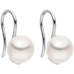 Paar Ohrhaken PURELEI "Schmuck Geschenk Pure Pearl Ohrringe", silber (edelstahlfarben, weiß), Ohrringe, Damen, 8mm, Edelstahl Perlen, Edelstahl, Perlen, mit Muschelperle