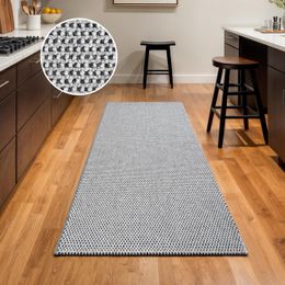 Teppich Sanat "Lora Plus, auch als L&auml;ufer", schwarz, B:80cm H:5mm L:150cm, Kunstfaser, Teppiche, Teppich, Kurzflor, uni, gekettelt, Wohnzimmer, Kinderzimmer