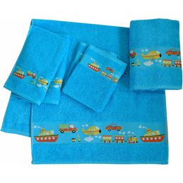 Handtuch Set Dyckhoffblau, Walkfrottee, Obermaterial: 100% Baumwolle, Handtuch-Sets, "Auto", Auto Motiven; 2 Handt&uuml;cher, 2 G&auml;stet&uuml;cher, 2