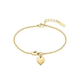 Freundschaftsarmband Lacoste "Schmuck Edelstahl Parnterarmband LOVE MY CROC", gold (gelbgoldfarben), Armbänder, Damen, 19,5cm, Edelstahl