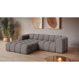 Ecksofa OTTO HOME, B:248cm H:72cm T:186cmtaupe, 100% Polyester, Sofas, "KALLIE Design-Sofa mit Wellenunterfederung, Bubble-Optik, 248/186/72cm",