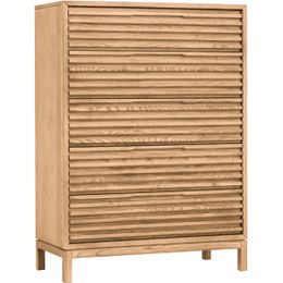 Highboard Andas "Tanner Highboard aus Eschenholz mit fünf Schubladen", natur, B:107cm H:132cm T:46cm, Massivholz, Sideboards