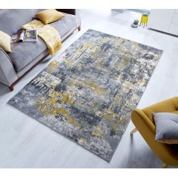 Teppich FLAIR RUGS "Wonderlust", gelb (ocker), B:80cm H:10mm L:150cm, Kunstfaser, Teppiche, fußbodenheizungsgeeignet, mehrfarbig, Vintage Design, Abstrakt