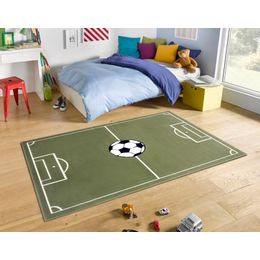 Teppich Hanse Home "Estadio", grün, B:160cm H:8mm L:220cm, Polypropylen (PP), Teppiche, Kinderteppich, Spielteppich, Spielunterlage, Fußball, Kinderzimmer