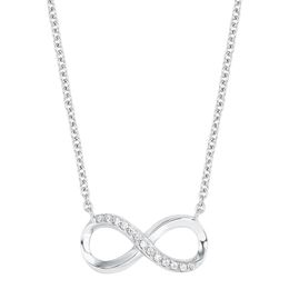 Kette mit Anhänger Amor "Infinity Unendlichkeitsschleife", bunt (silberfarben, weiß), Halsketten, Damen, Silber 925 (Sterlingsilber), L: 43, mit Zirkonia (synth.)