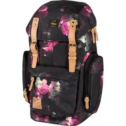 Freizeitrucksack Nitro "Daypacker", Kinder, Gr. B/H/T: 30cm x 46cm x 18cm, schwarz (schwarz rose), Polyester, Rucksäcke, mit Laptopfach, Schulrucksack, Wanderrucksack oder Streetpack