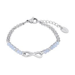 Armband s.Oliver "Infinity/Unendlichkeitsschleife", blau (edelstahlfarben, blau, blau), Armbänder, Mädchen, 16cm, Edelstahl, mit Glasstein