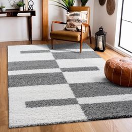 Hochflor-Teppich Sanat "Milano 1254", grau (hellgrau), B:160cm H:30mm L:230cm, Kunstfaser, Teppiche, Hochflor, Wohnzimmer, Schlafzimmer, fu&szlig;bodenheizungsgeeignet