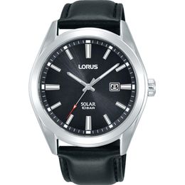 Solaruhr Lorus, schwarz, Armbanduhren, Herren, Armbanduhr, Herrenuhr, Datum, Lederarmband