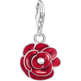 Charm-Einhänger Thomas Sabo "rote Rose", bunt (silberfarben, rot), Charms, Damen, Silber 925 (Sterlingsilber)