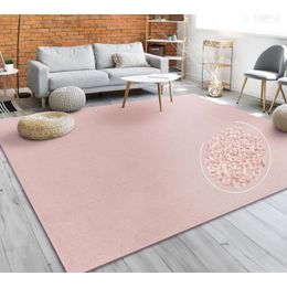 Teppich Paco Home "Porto 890", rosa (rosé), B:200cm H:13mm L:200cm, Obermaterial: 100% Polypropylen, Teppiche, Kurzflor, Uni-Farben, ideal im Wohnzimmer & Schlafzimmer