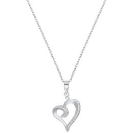 Kette mit Anhänger Amor "Silver Heart", bunt (silberfarben, weiß), Halsketten, Damen, mit Zirkonia, Silber 925 (Sterlingsilber), L: 45, mit Zirkonia (synth.)
