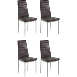 Esszimmerstuhl Inosign "Kate", grau (anthrazit, silberfarben), B:53cm H:96cm T:42cm, 100% Polyester, St&uuml;hle, Esszimmerstuhl, Bezug in Microfaser Vintage, silberfarbenes Metallgestell