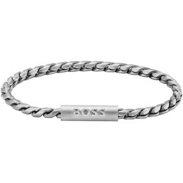 Armband BOSS "DORAN", silber (edelstahlfarben), Armbänder, Herren, 19cm, Edelstahl