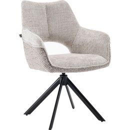 Drehstuhl Home Affaire "Calmo", beige (beige, schwarz), B:61cm T:50cm, Metall, Polyester, Stühle, tolle Optik