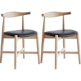 Holzstuhl HAMMEL FURNITURE "Findahl by Hammel Dora", schwarz (natur, schwarz), B:55cm H:76cm T:47cm, Leder, Massivholz, St&uuml;hle, Holzstuhl, Massivholz, gepolsterte Sitzfl&auml;che, versch. Farbvarianten