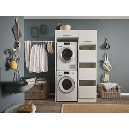 Mehrzweckschrank-Set LAUNDREEZY "LAUNDREEZY LDLK1", weiß, B:117,5cm H:200cm T:67,5cm, Holzwerkstoff, Kastenmöbel-Sets, Breite 117,5 cm