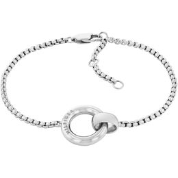 Armkette Tommy Hilfiger "CIRCLES", silber (edelstahlfarben), Armbänder, Damen, 19cm, Edelstahl