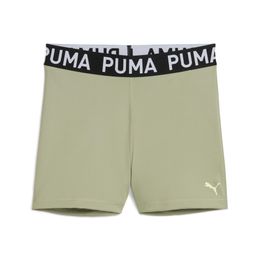 Trainingsshorts Puma "W STRONG SHORT TIGHT - HW 3"", Damen, Gr. L, lux army, Interlock, Obermaterial: 85% Polyester, 15% Elasthan, sportlich, schmal kniefrei, Hosen