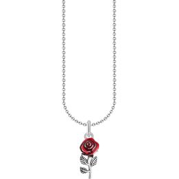 Kette mit Anhänger Thomas Sabo "Rosen-Anhänger" Gr. 45, bunt (silberfarben, rot), Halsketten, Damen, 45, Silber 925 (Sterlingsilber)