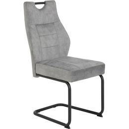 Esszimmerstuhl Hela "Linda S Schwingstuhl BESTSELLER", grau (hellgrau, grau), B:47cm H:99cm T:61cm, Metall, Polyester, Stoff, Stühle, mit Taschenfederkern Sitz, mit 140KG belastbar, Freischwinger