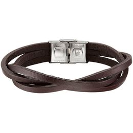 Lederarmband Bruno Banani "Schmuck", braun (edelstahlfarben, braun), Armbänder, Damen, 21cm, Edelstahl Leder, Edelstahl, Leder