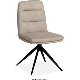 Esszimmerstuhl OMG DESIGN "Giza", sand, schwarz, B:48cm H:88cm T:63cm, Polyester, Stühle, Drehstuhl mit auto-return, pflegeleichter Bezug