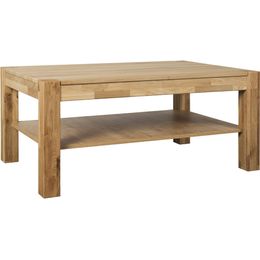 Couchtisch VOGL MÖBELFABRIK "Toronto", braun (eiche, eiche, eiche), B:105cm H:46cm T:65cm, Tische, Couchtisch Eckige Couchtische Holz-Couchtische, in 2 Größen, mit Ablageboden, teilmassiv, Höhe 46 cm, Made in Germany