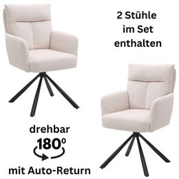 Armlehnstuhl Stolkom "Sofia", hell beige, schwarz, schwarz, B:60cm H:93cm T:67cm, Polyester, Stühle, 180 grad drehbar mit Auto-Return, Federkern im Sitz