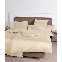 Bettwäsche Janine "Colors 31001", beige (creme), B/L: 240cm x 220cm, 1 Stk., 2 Stk., Mako-Satin, B/L: 80cm x 80cm & 80cm x 80cm, 3 Stk., Mako-Satin, Obermaterial: 100% Baumwolle, Bettwäsche, feinfädige uni Bettwäsche für alle Jahreszeiten, Markenreißverschluss