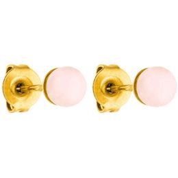 Paar Ohrstecker PURELEI "Schmuck Geschenk Rose Quartz Ohrringe", bunt (gelbgoldfarben, rosa, rosa), Ohrringe, Damen, 4,3mm, Edelstahl, mit Rosenquarz