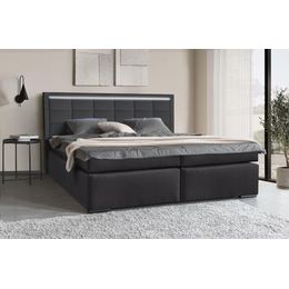 Boxspringbett Collection AB "30 Jahre Jubiläums-Modell Athena", schwarz, B:193cm L:208cm, Holzwerkstoff, Spanplatte, Komplettbetten, in H2,H3 & H4, wahlweise mit LED-Leiste, Topseller