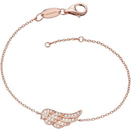 Armband Engelsrufer "Little magic FLÜGEL", rosa (roségoldfarben, kristallweiß, kristallweiß), Armbänder, Damen, 19cm, Silber 925 (Sterlingsilber), mit Zirkonia (synth.)