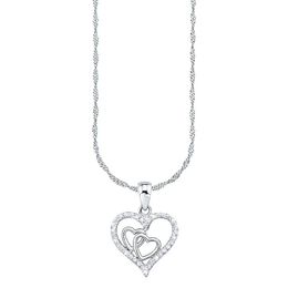 Kette mit Anhänger Amor "Herz", silber (silber, 925), Halsketten, Damen, Silber 925 (Sterlingsilber), L: 42 B: 1mm, mit Zirkonia (synth.), B:1mm