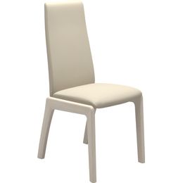 Polsterstuhl stressless "Laurel", beige (cream batick, eiche gekalkt), B:57cm H:92cm T:59cm, Leder BATICK: BATICK ist ein leicht korrigiertes, durchgefärbtes und genarbtes Möbelleder, bei dem die meisten Unebenheiten und Spuren in der Regel entfernt wurden., Stühle, Low Back, Größe L, mit abgerundeten Beinen in Eiche gekalkt