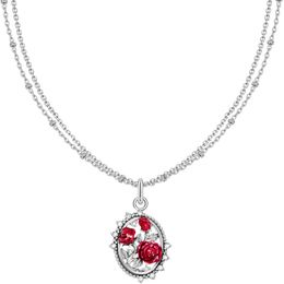Kette mit Anhänger Thomas Sabo "Roses Romance" Gr. 45, bunt (silberfarben, weiß, rot), Halsketten, Damen, 45, Silber 925 (Sterlingsilber), B: 8,5mm, mit Zirkonia (synth.), B:8,5mm
