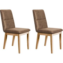Esszimmerstuhl Home Affaire "Beluna Polsterstuhl Esszimmer Bestseller", braun (cognac (cobra 4001), wotan), B:47cm H:91cm T:60cm, Polyester, Stühle, Gestell und Beine aus massiver Eiche modernes Landhaus