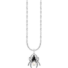 Kette mit Anhänger Thomas Sabo "Spider Romance Kette Spinnen-Design" Gr. 45, schwarz-weiß (silberfarben, schwarz, weiß), Halsketten, Damen, 45, Perlen Silber 925 (Sterlingsilber), Perlen, Silber 925 (Sterlingsilber), mit Zirkonia (synth.) - mit Süßwasserzuchtperle