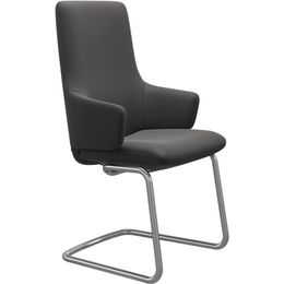 Polsterstuhl stressless "Laurel", grau (rock paloma, chrom gl&auml;nzend), B:58cm H:105cm T:60cm, Leder PALOMA: PALOMA ist ein durchgef&auml;rbtes Semianilin-M&ouml;belleder mit nat&uuml;rlicher Narbung., St&uuml;hle, Polsterstuhl, High Back mit Armlehne, Gr&ouml;&szlig;e L, mit Beinen aus Stahl in Chrom