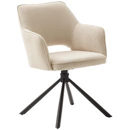 Esszimmerstuhl MCA furniture "LUZON", beige (creme, schwarz), B:61cm H:85cm T:61cm, Polyester, Stühle, (2er-Set), drehbar 180, Belastbarkeit 120 kg, Sitzhöhe ca. 50 cm