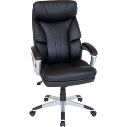 Chefsessel Duo Collection "Theodor XXL", schwarz (schwarz, silber), B:66cm H:124cm T:66cm, 70% Polyurethane, 25% Polyester, 5% sonstige Fasern, Stühle, belastbar bis 150 KG, Topseller