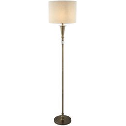 Searchlight Stehlampe "Oscar Floor Lamp - Antique Brass Metal & Linen Shade", antikmessing, 1, Ø 35cm H: 165cm, 1 Stk., Leuchten