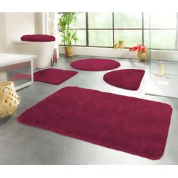 Badematte Kinzler "Chaozhou", rot (bordeaux), H:20mm, Polyester, Badematten, Badteppich, Uni Farben, weich, als rechteckig, rund & Set erhältlich