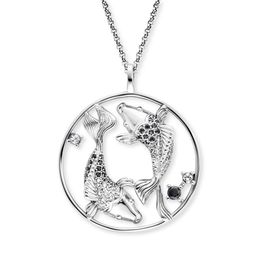 Kette mit Anhänger Engelsrufer "Yin Yang Fisch", silberfarben, kristallweiß, dunkelgrau, schwarz, Halsketten, Damen, Silber 925 (Sterlingsilber), L: 50 B: 1,42mm, Made in Germany - mit Zirkonia (synth.), B:1,42mm