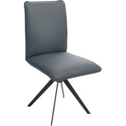K+w Komfort & Wohnen Drehstuhl K+W KOMFORT & WOHNEN, blau (aqua, schwarz), B:49cm H:94cm T:61cm, St&uuml;hle, Polsterstuhl Esszimmerstuhl 4-Fu&szlig;-Stuhl, Blitzdrehkreuz und R&uuml;ckholfunktion, dekorativer 12mm Biese